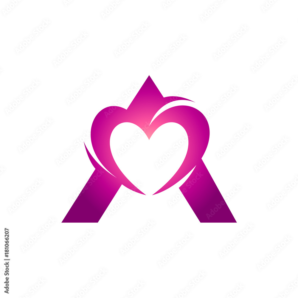 Letter A + Heart Stock Vector | Adobe Stock