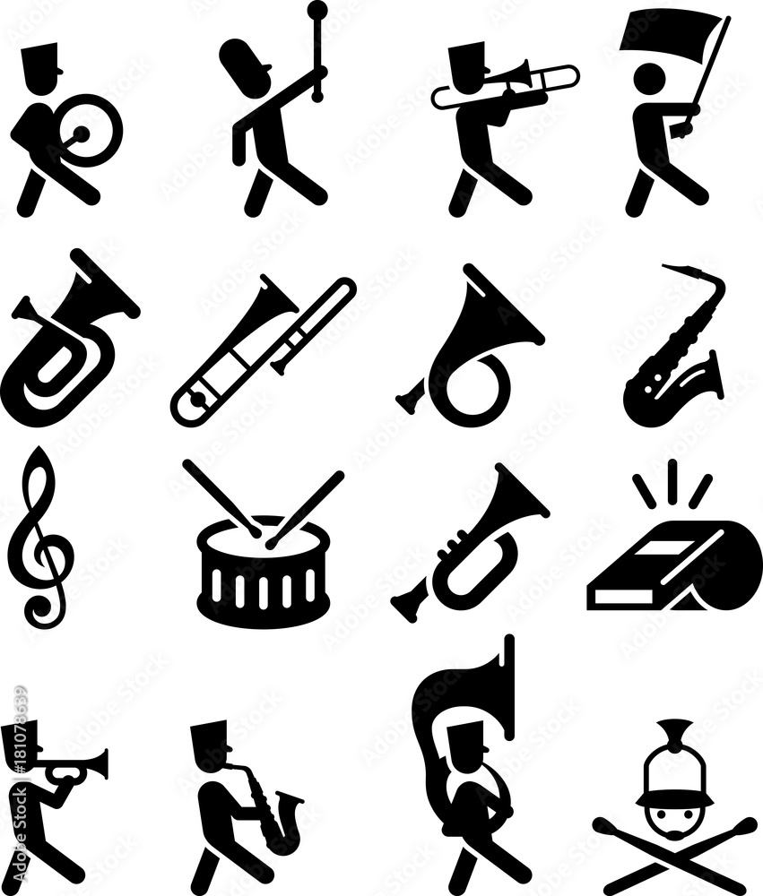 Marching Band Icons - Black Series Stock Vector | Adobe Stock