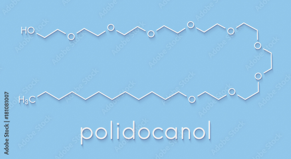 Polidocanol sclerosant drug molecule. Used in treatment of varicose ...