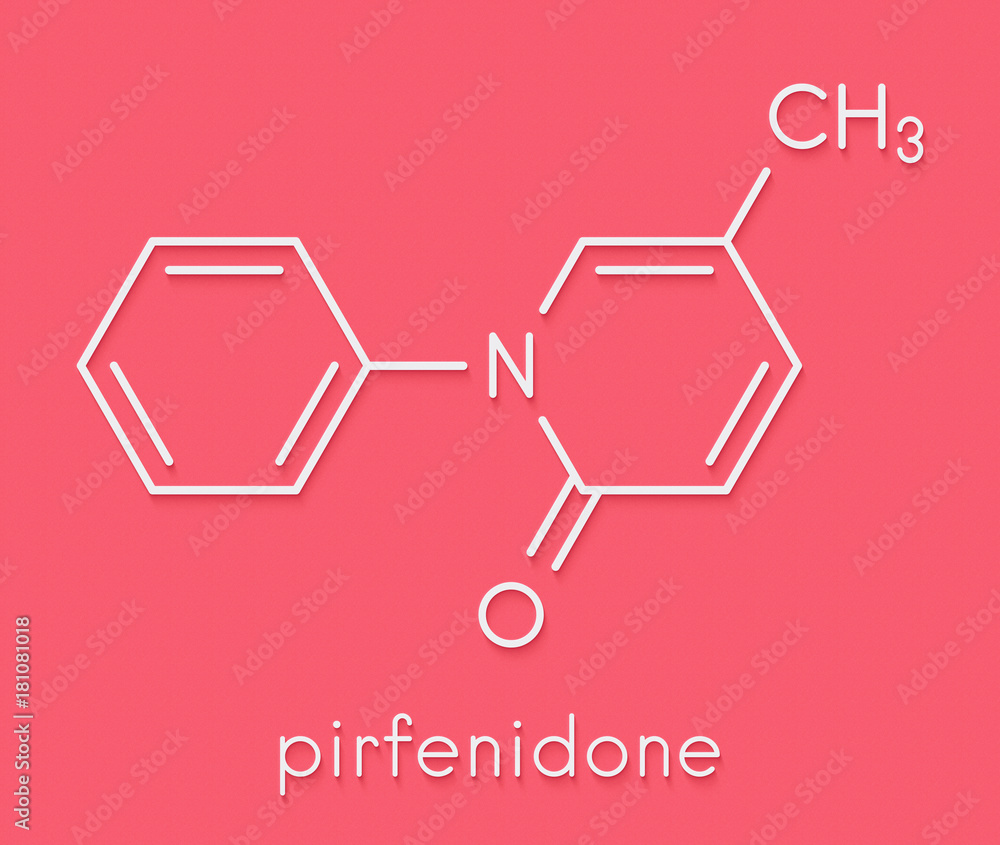 Pirfenidone idiopathic pulmonary fibrosis (IPF) drug molecule. IPF is a ...