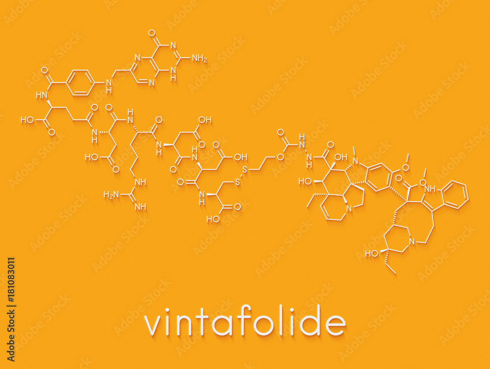 Vintafolide cancer drug molecule. Skeletal formula. Stock Illustration ...