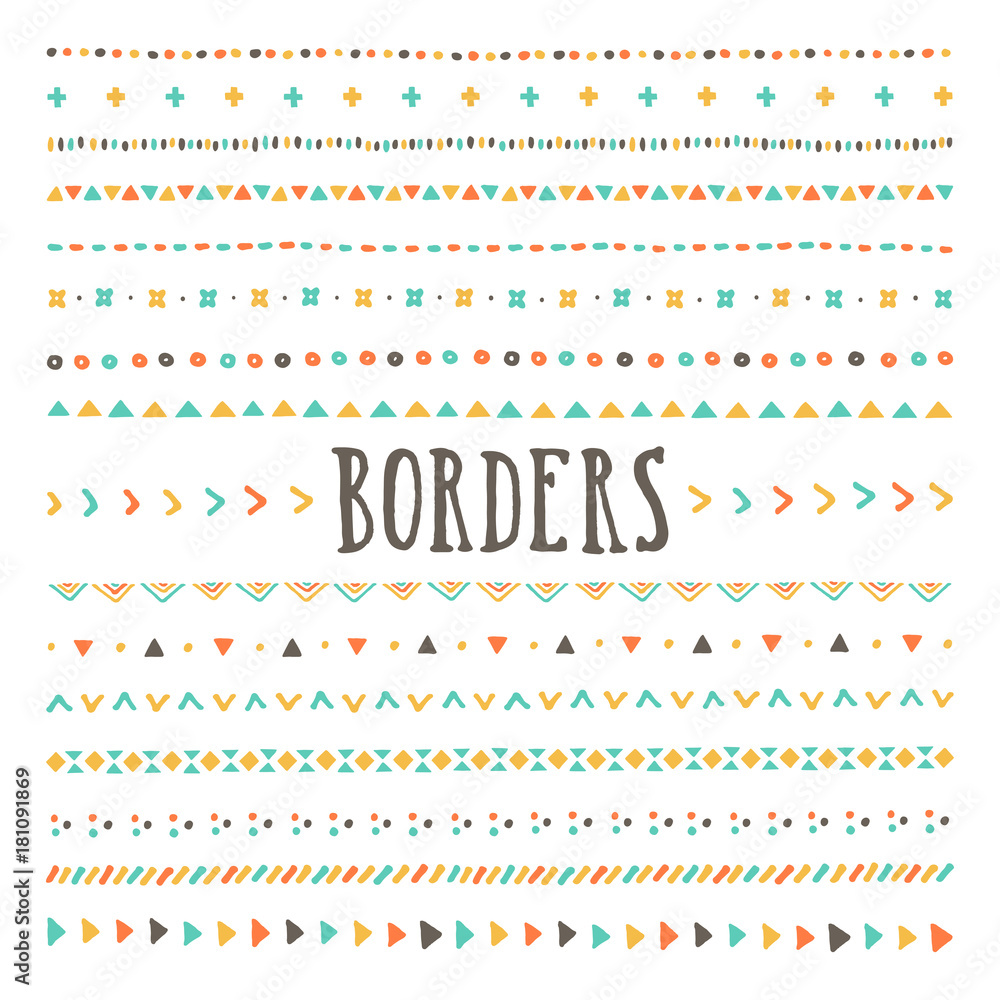 Set of hand drawn borders and dividers. Vector hand drawn design ...