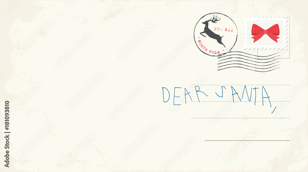 Handwritten letter to Santa from child. Vector Illustrtion Stock Vector ...