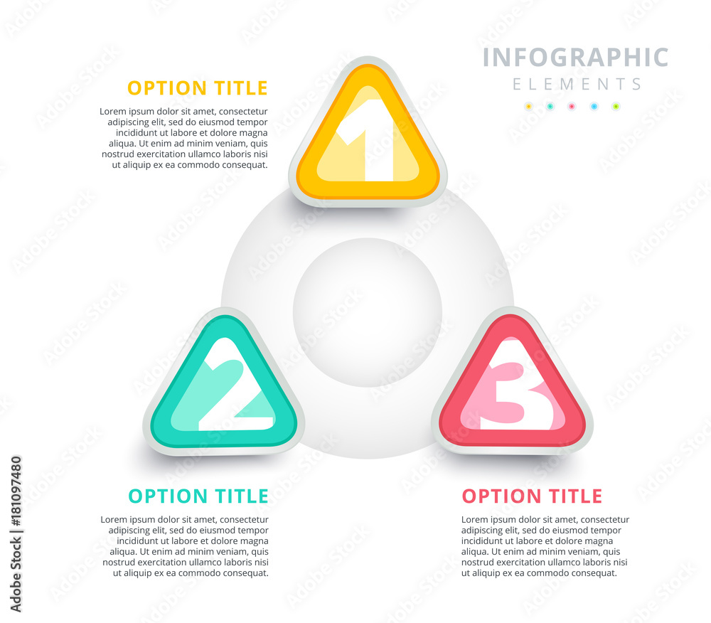 Business 3 step process chart infographics with triangles. Triangular ...