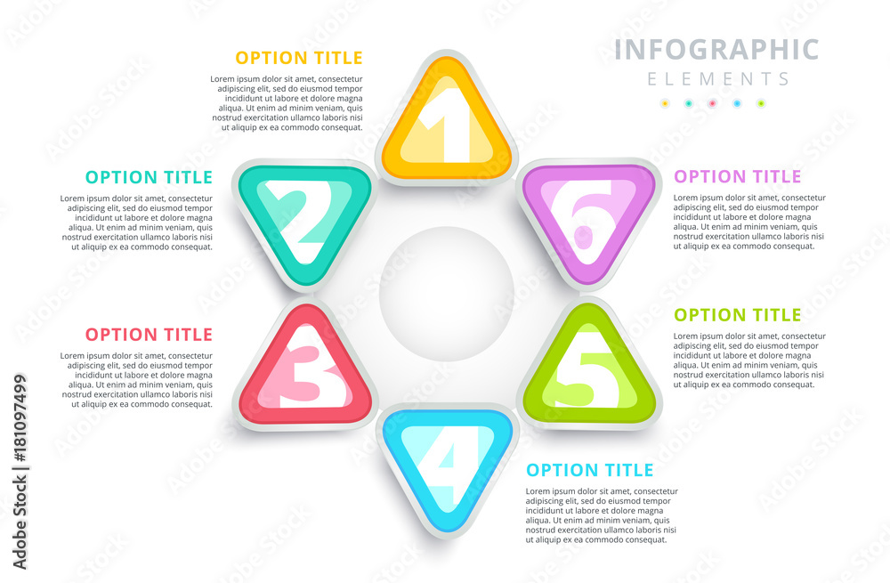 Fototapeta Business 6 Step Process Chart Infographics With Triangles fototapeta-business-6-step-process-chart-infographics-with-triangles