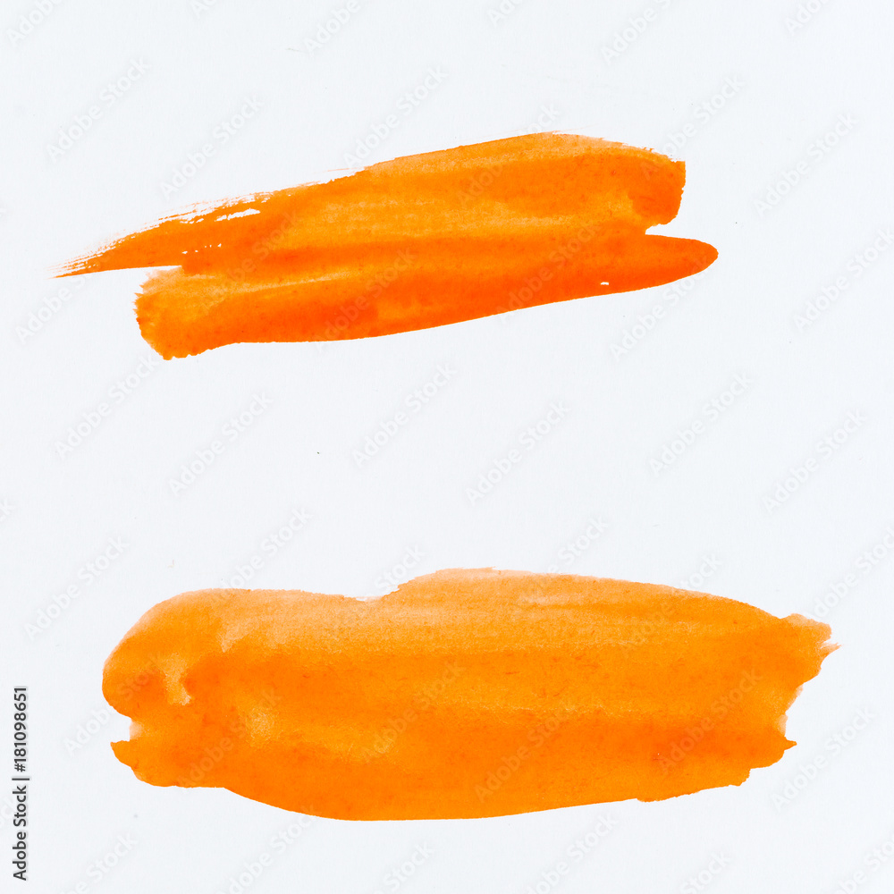 Orange brush strokes and texture. Underline and border. Watercolor ...