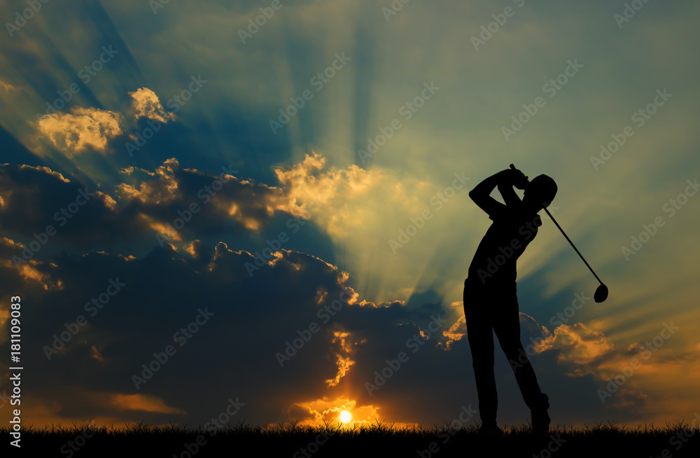 Golfer Silhouette Sunset