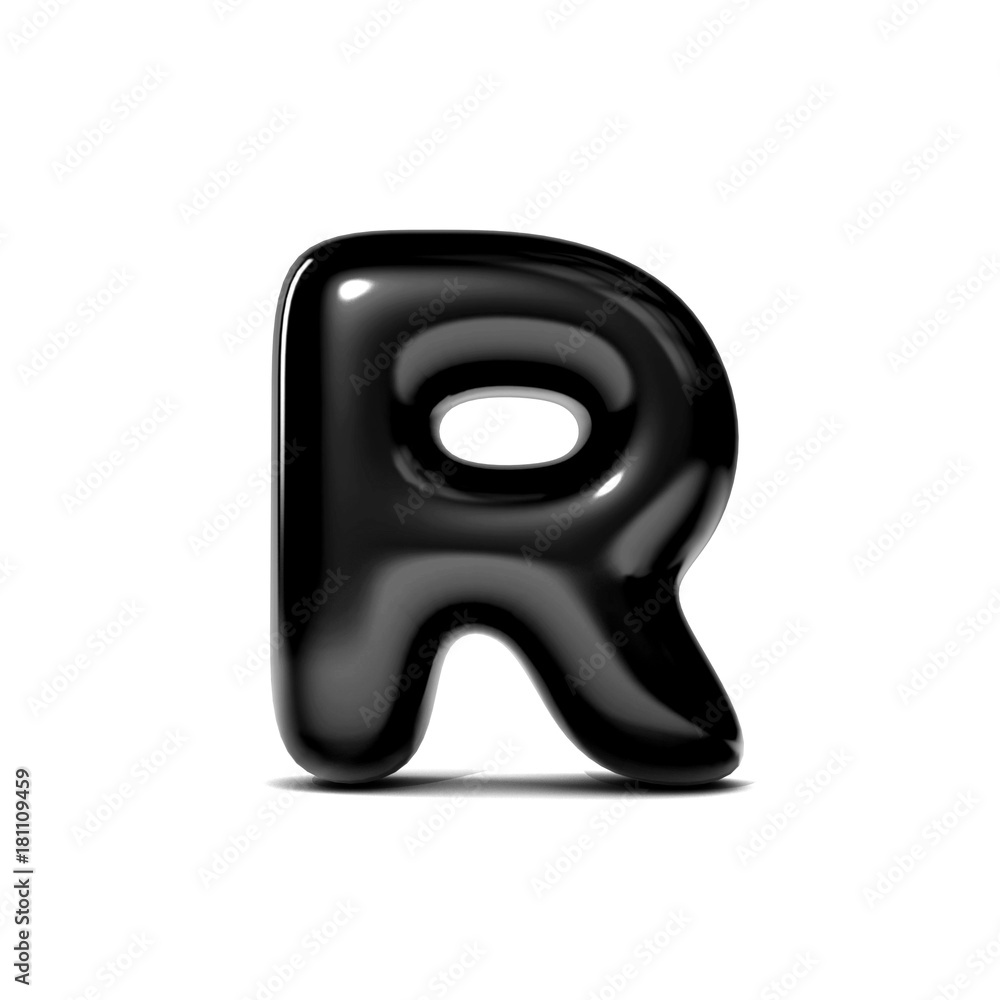 glossy letter R bubble font isolated on white background. 3D Rendering ...