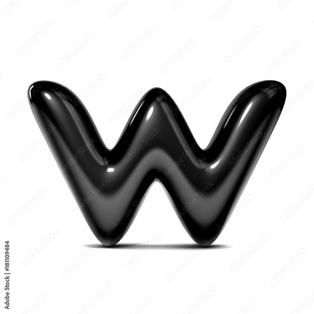 glossy letter W bubble font isolated on white background. 3D Rendering ...