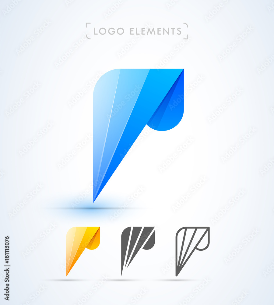 Vector abstract origami letter P logo template. Material design, flat ...
