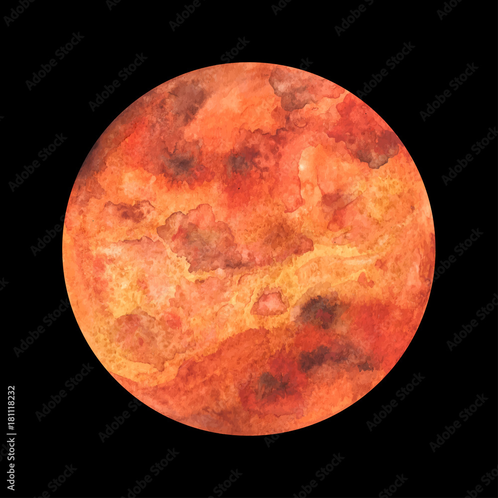 watercolor planet Mars Stock Vector | Adobe Stock
