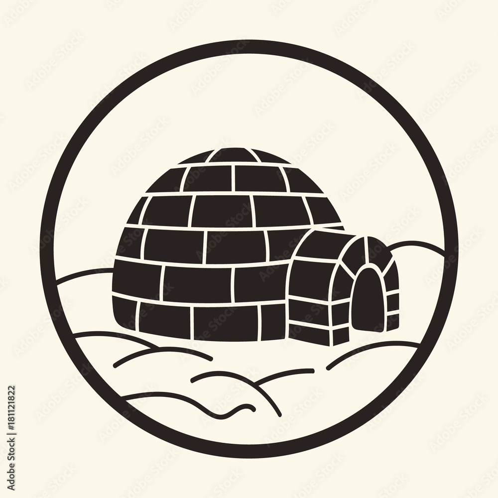 Ice house igloo sign, vector simple design. House from ice blocks ...