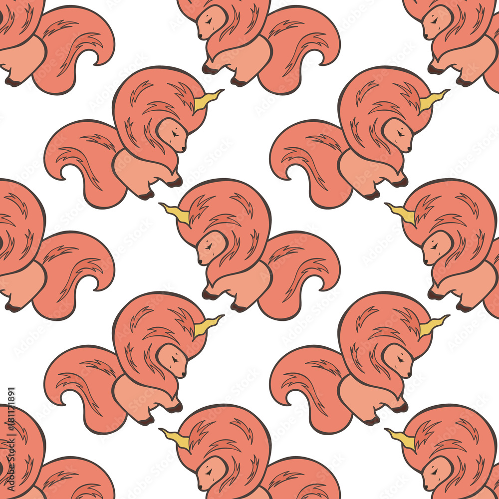 Unicorn seamless pattern isolated on white background. Vector image of ...