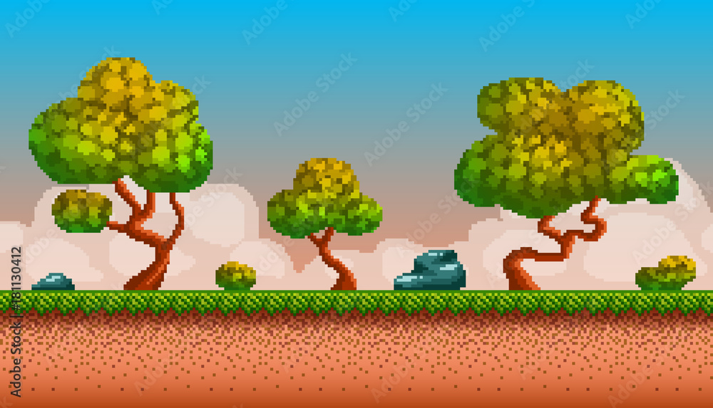 Pixel art seamless background. Stock Vector | Adobe Stock