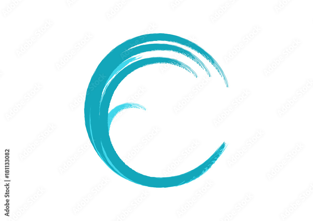 Circle Blue Wave like Letter C Illustration Logo Symbol Stock Vector ...