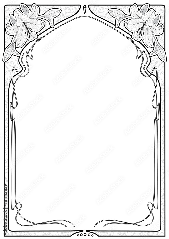 Rectangular decorative frame with art Nouveau ornament. Stock Vector ...