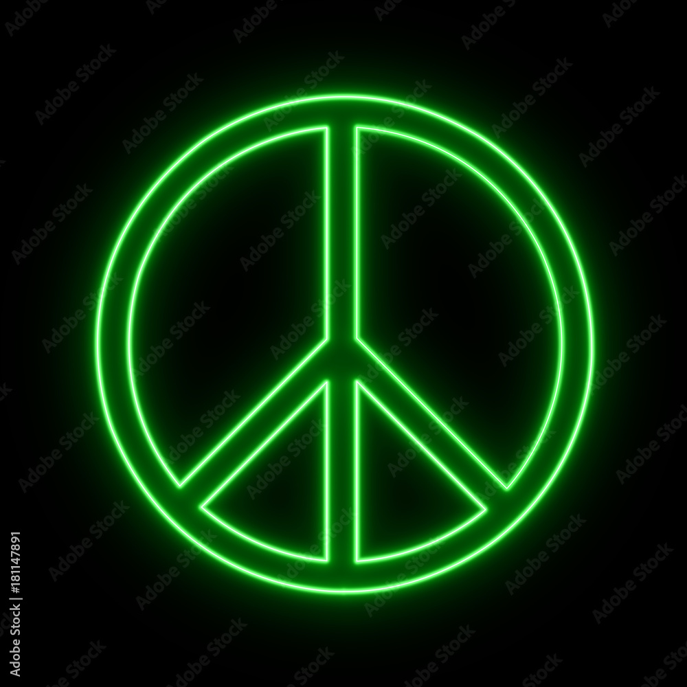 Neon Green Peace Sign