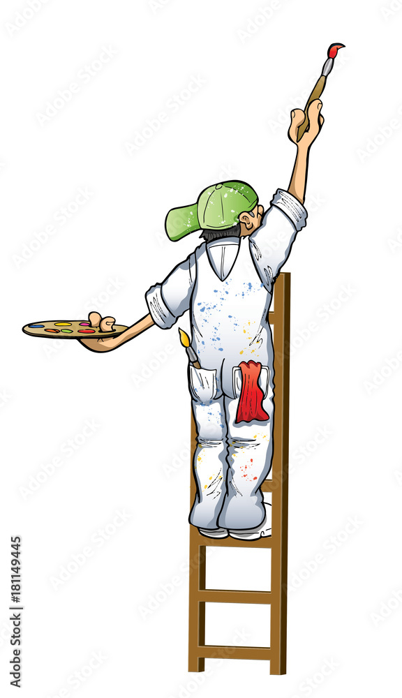 painter and ladder Stock Vector | Adobe Stock