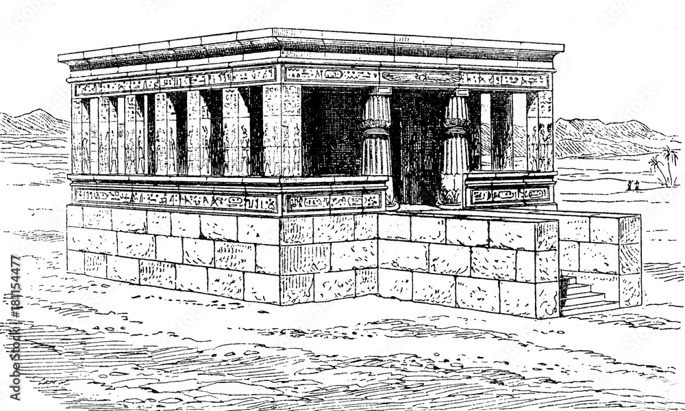 Reconstruction of Satet Temple of Elephantine island on the Nile, Egypt ...