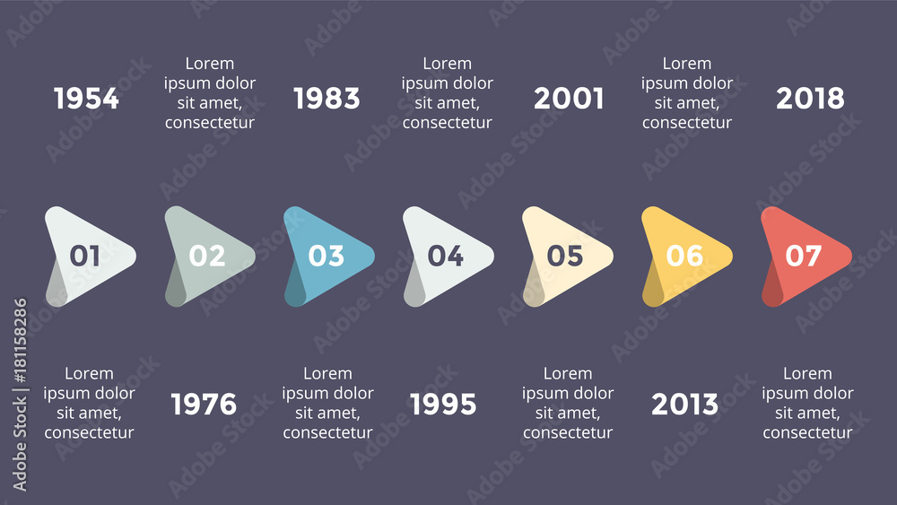 Vector metaball triangles timeline infographic, diagram chart, graph ...