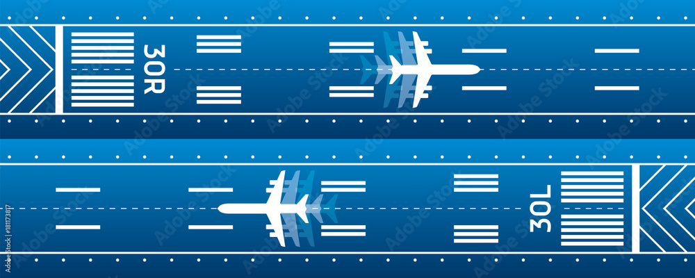 Aircraft on the runway. Aviation transportation illustration. Plane is ...