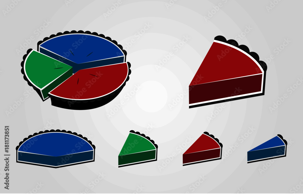 Pie chart slices that look like actual pie Stock Vector | Adobe Stock