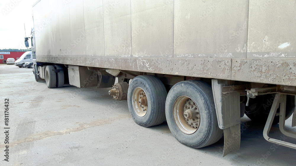 Russian truck without wheel and tragic quality Stock Photo | Adobe Stock