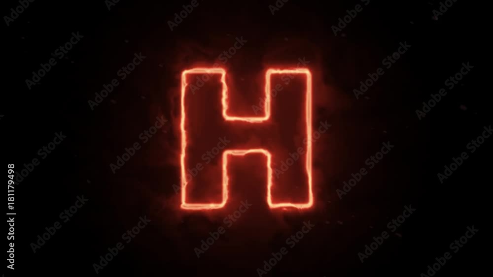Letter H - hot burning alphabet letter symbol on dark background Stock ...