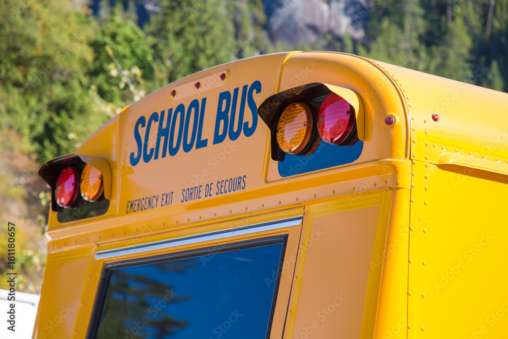 School vehicle emergency exit window close up Stock-Foto | Adobe Stock