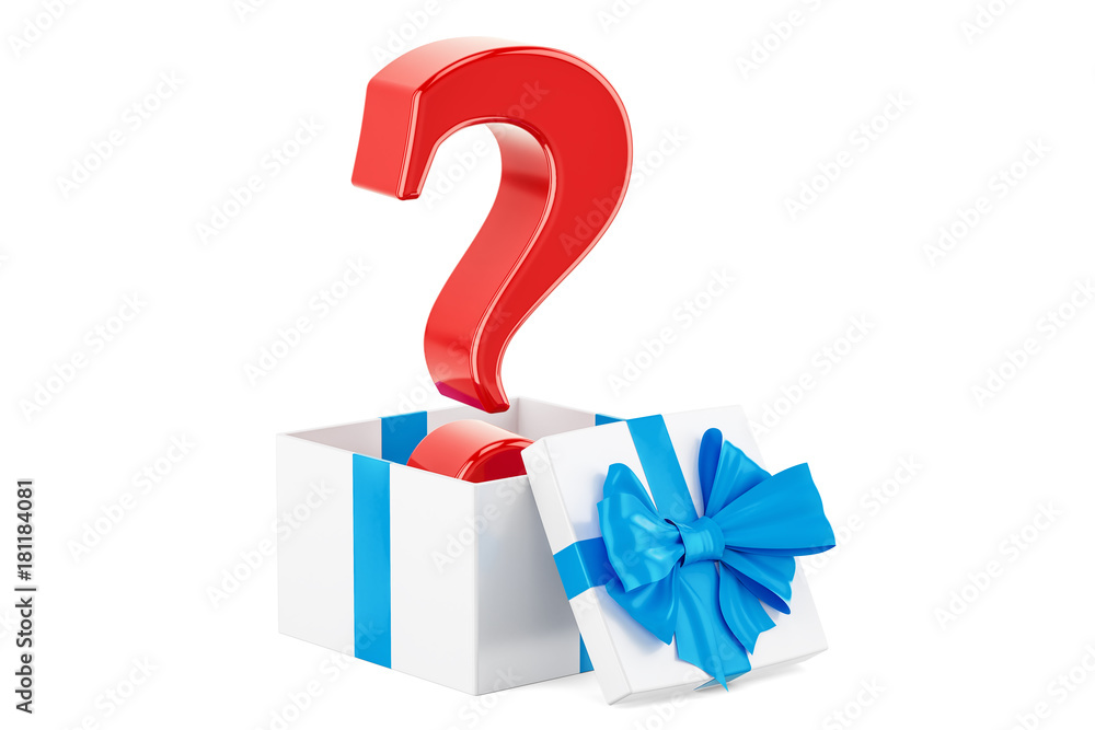Question mark inside gift box, What to gift concept. 3D rendering Stock ...