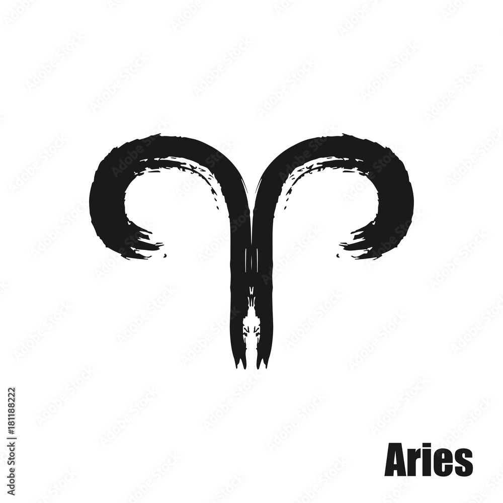 Vector zodiac sign with text. Hand drawn calligraphic horoscope icon ...