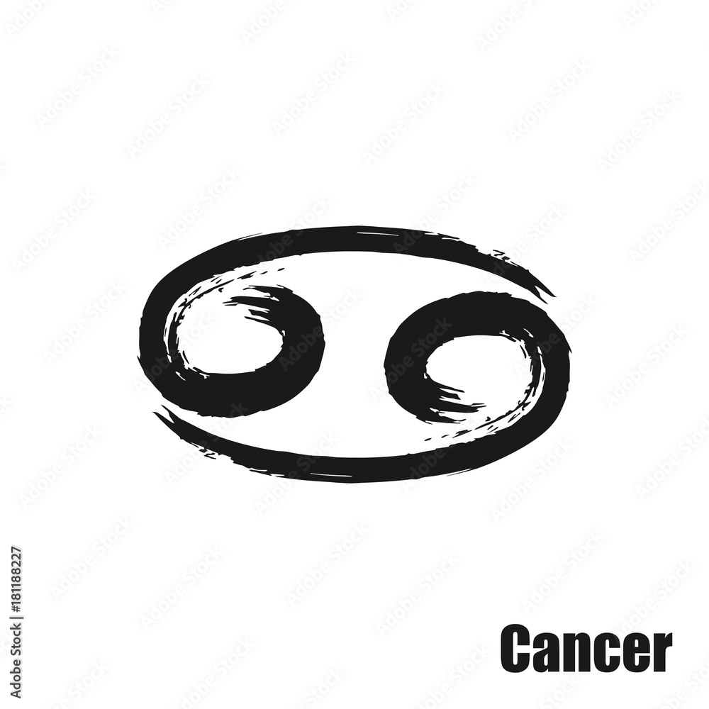 Vector zodiac sign with text. Hand drawn calligraphic horoscope icon ...