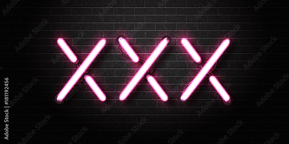 Vector realistic isolated erotic neon sign of XXX for decoration and ...