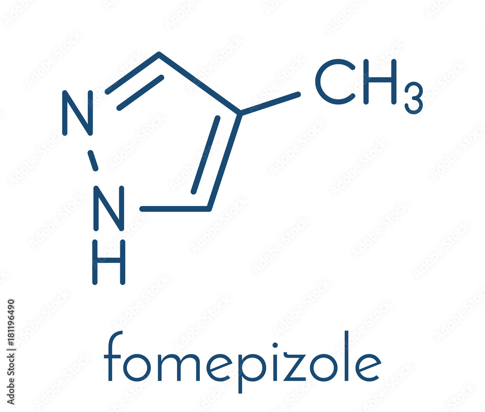 Fomepizole methanol poisoning antidote molecule. Skeletal formula ...