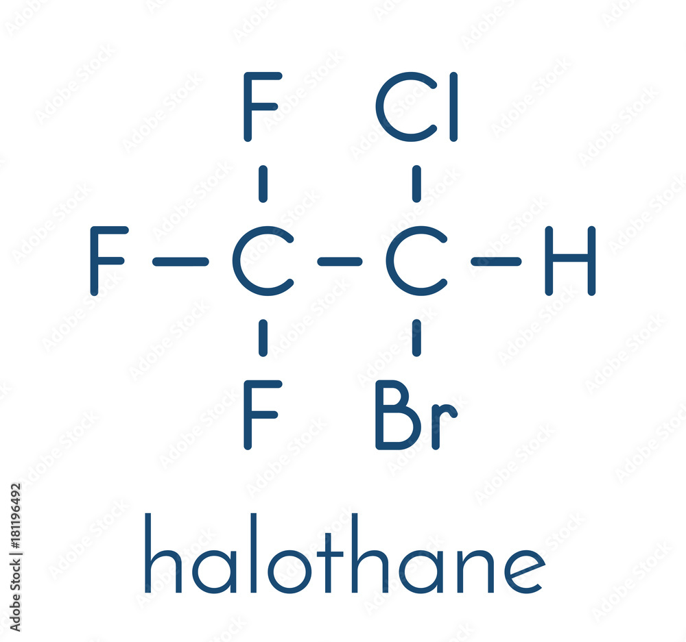 Vetor de Halothane general anesthetic drug molecule. Skeletal formula ...