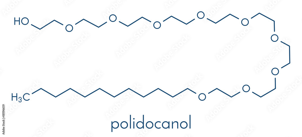 Polidocanol sclerosant drug molecule. Used in treatment of varicose ...