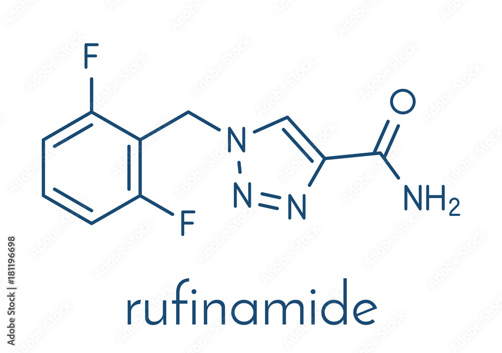 Rufinamide seizures drug molecule. Skeletal formula. Stock Vector ...