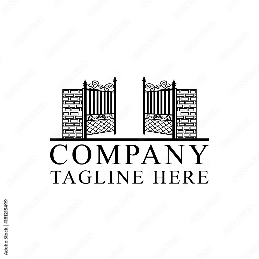 black open gate logo icon vector illustration Stock Vector | Adobe Stock