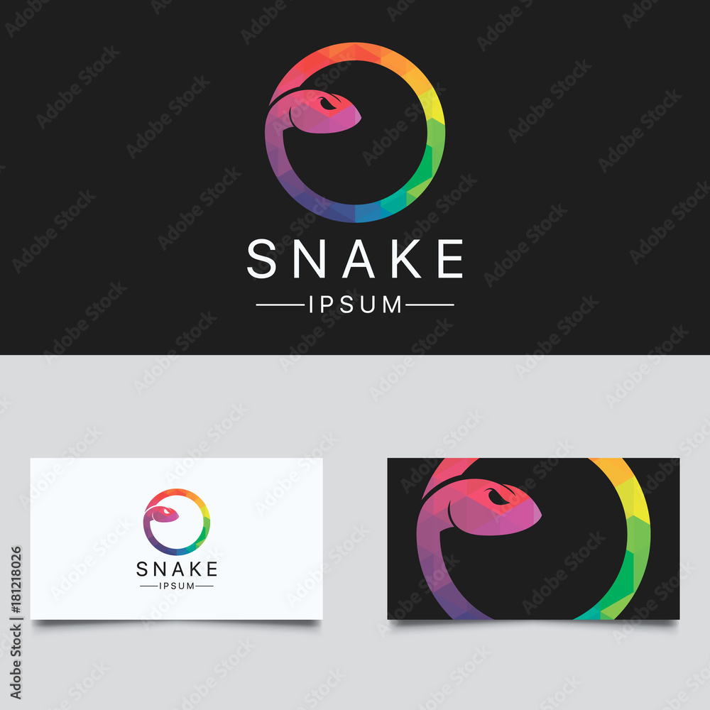 Snake Logo. Colorful Low Poly Snake Logo Design Stock Vector | Adobe Stock
