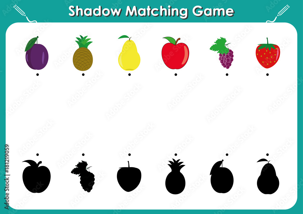 Shadow matching game, activity page for kids. Find the right, correct ...