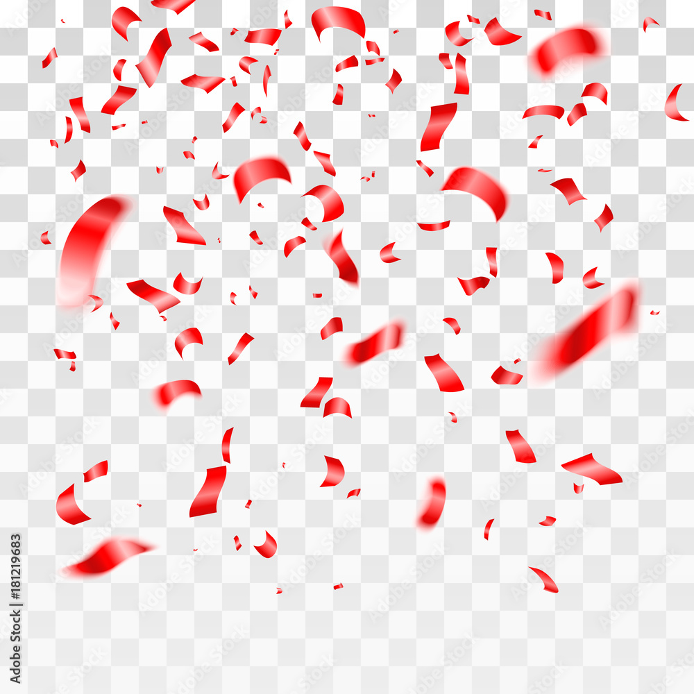 Red confetti on transparent background. Celebration of happy events ...