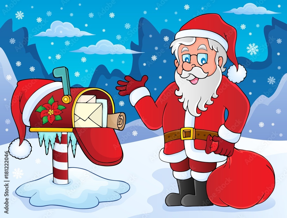 Santa Claus and mailbox theme 1 Stock Vector | Adobe Stock