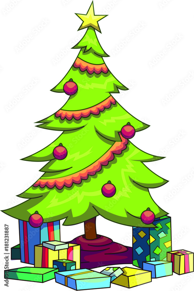 Presents Under Tree Vector