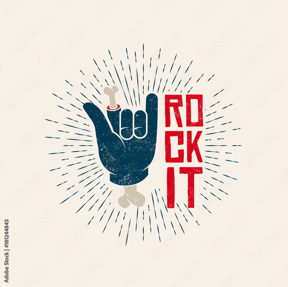 Rock It Logo Design. Rock-n-Roll themed vintage styled vector ...