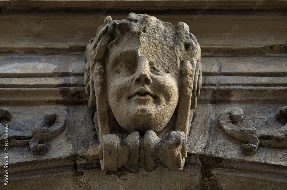 Close- Up of Ancient Architectural Sculpture on the Exterior Wall of a ...