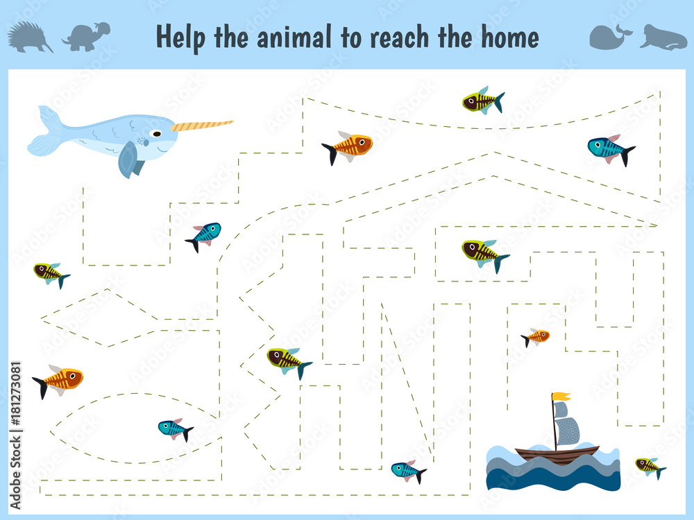 Maze game. Educational children cartoon game for children of preschool ...