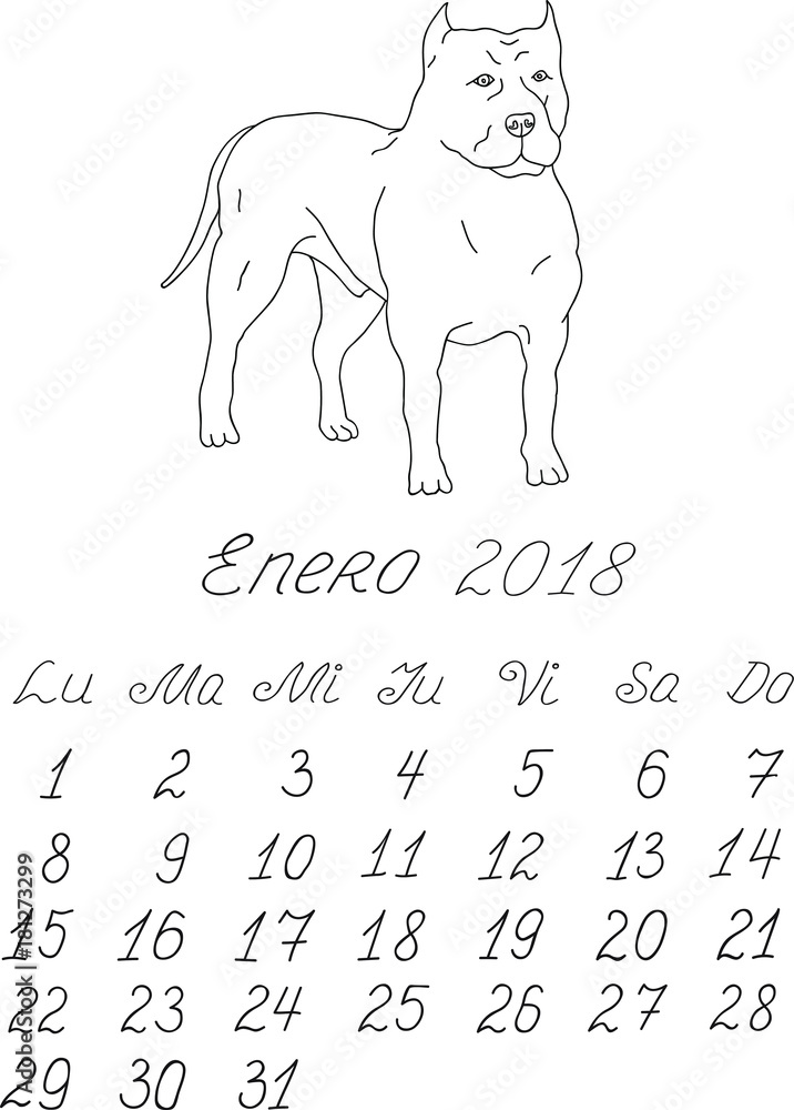 Creative vector free hand drawn doodle monthly spanish calendar ...