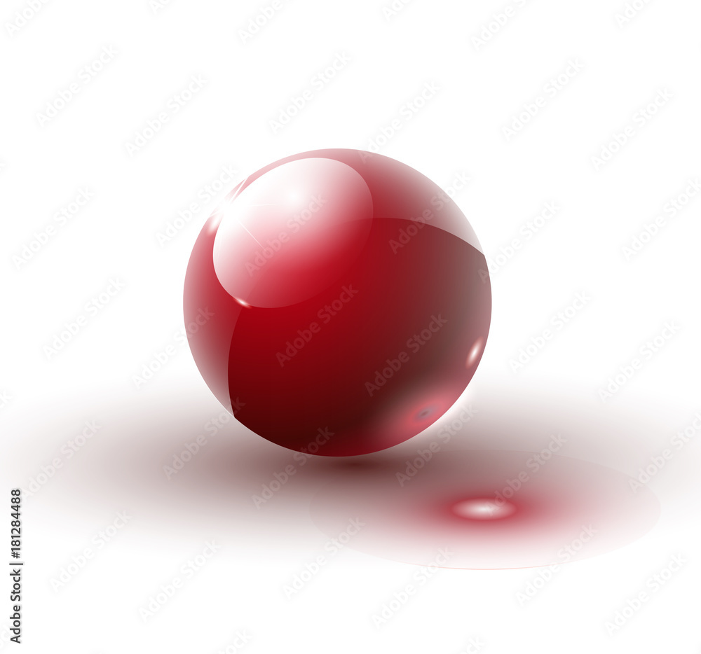 Red ball. Transparent red ball. Rubber ball on a transparent background ...