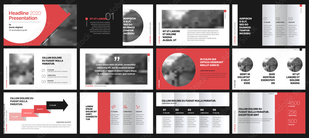 Red presentation templates elements on a white background. Vector ...
