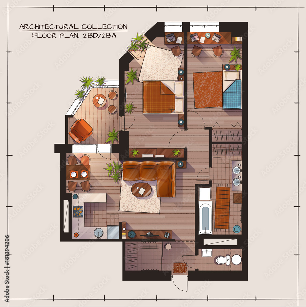 Apartment Floor Plan Stock Vector | Adobe Stock